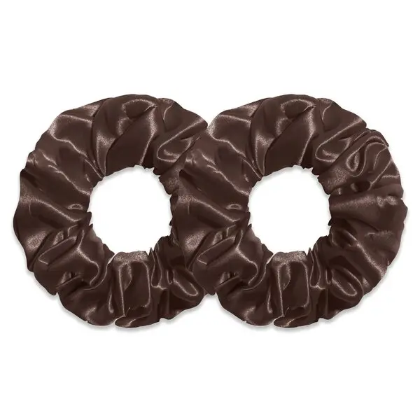 6FIFTYTWO® Pure Mulberry Classic Silk Scrunchies Chocolate - Brown