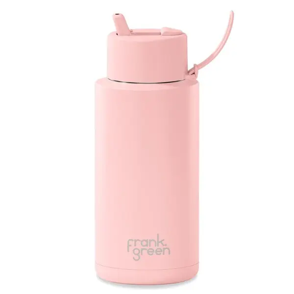 FRANK GREEN 34oz Stainless Steel Ceramic Reusable Bottle Blushed With Flip Straw Lid - Pink