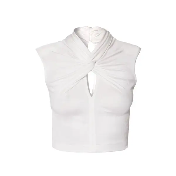 AGGI BY HALEWSKI Ada Pearl Sleeveless Crop Top - White