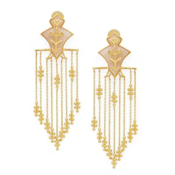 DHWANI BANSAL Serai Chandelier Earrings With Mother Of Pearl - Gold
