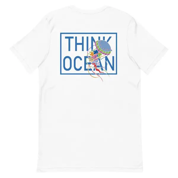 ANCHOR & CREW Think Ocean Jellyfish Fluorescence Cotton Embroidered T-shirt - White