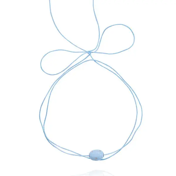 SAULE LABEL Lily Tie Necklace In Jet Skyfall - Blue