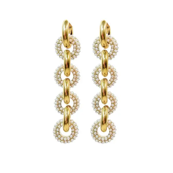 VICKY&NICO Bridal Pearl Harmony Drop Earrings - Gold