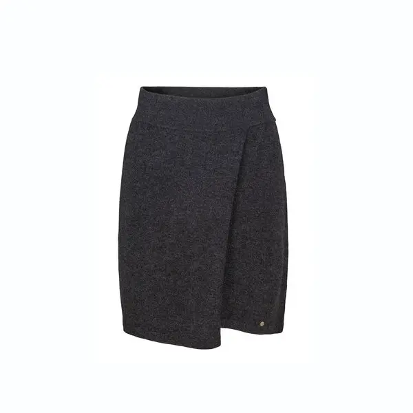 TIRILLM Anette Merino Wool Skirt With Wrap Front, Charcoal Melange - Grey