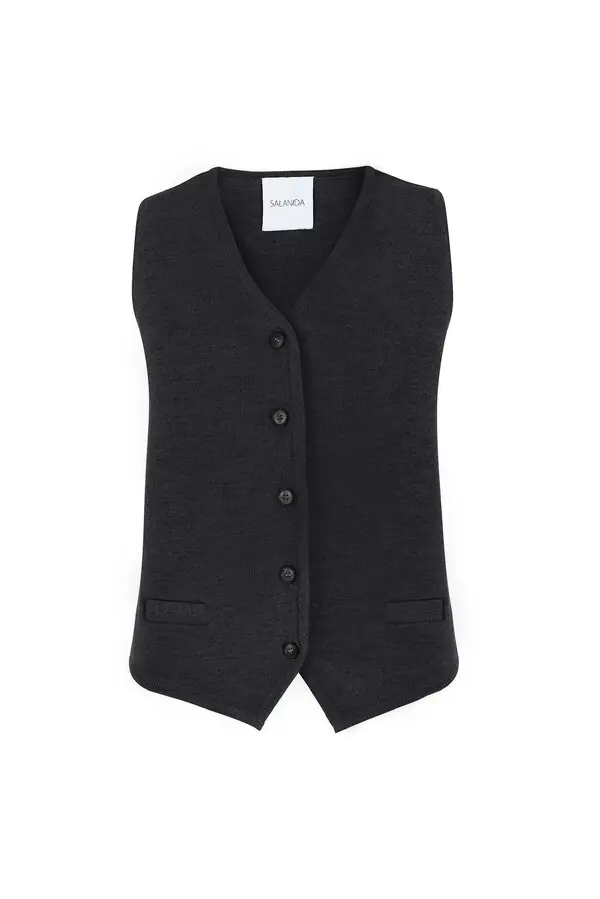 SALANIDA Galante Knitted Merino Waistcoat - Black