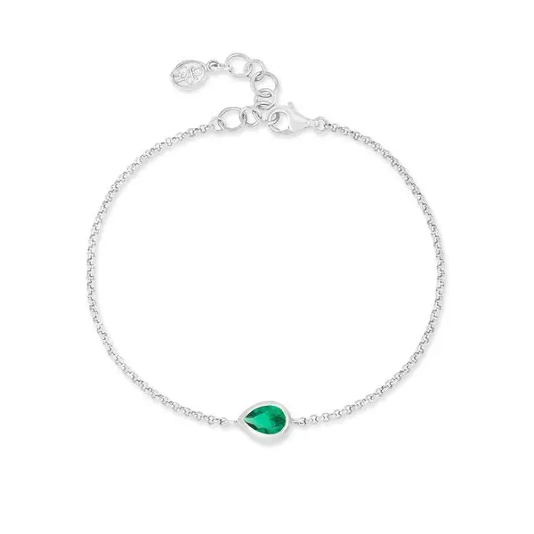 DOWER & HALL Silver / Green Green Garnet Pear Chain Bracelet In Sterling Silver - Silver/green