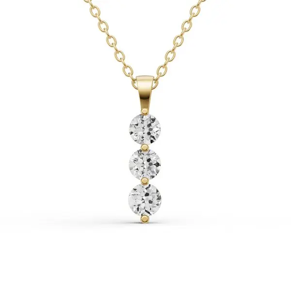 SEREIA OFFICIAL Ten Karat Two Carat Round Lab Grown Diamond Three Stone Snow Pendant White - Gold