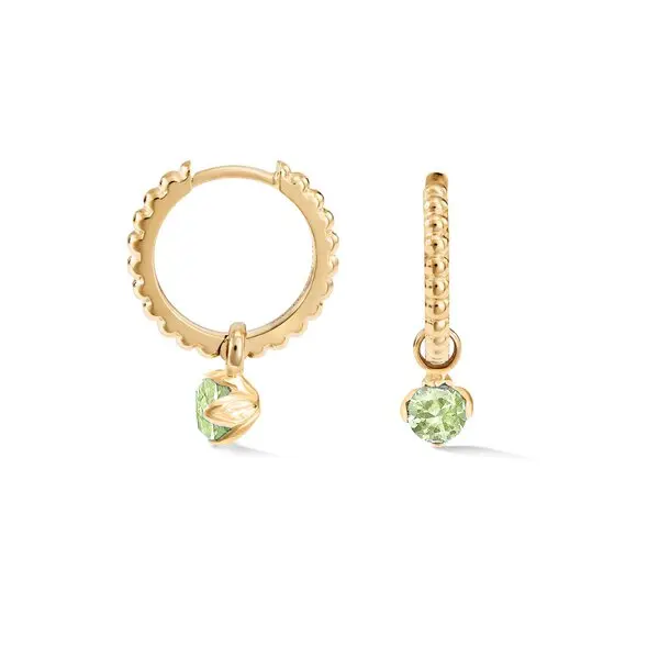 DOWER & HALL Peridot Charm On Large Dotty Orissa Hoops In Vermeil - Gold