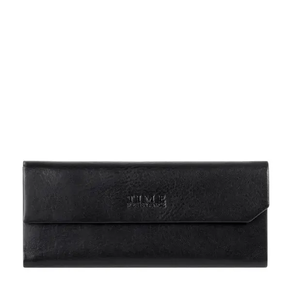TIME RESISTANCE Foldable Leather Glasses Case The Riddle Of The Sands - Black