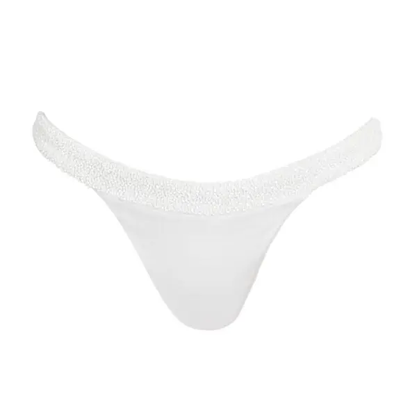SELF-ADORE Zenya Hand-beaded Embellished Bikini Bottom - White