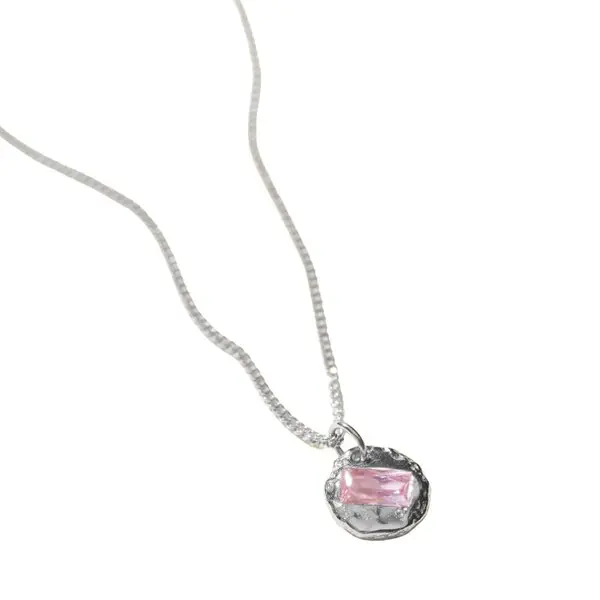 MURU Mini October Birthstone Necklace - Silver