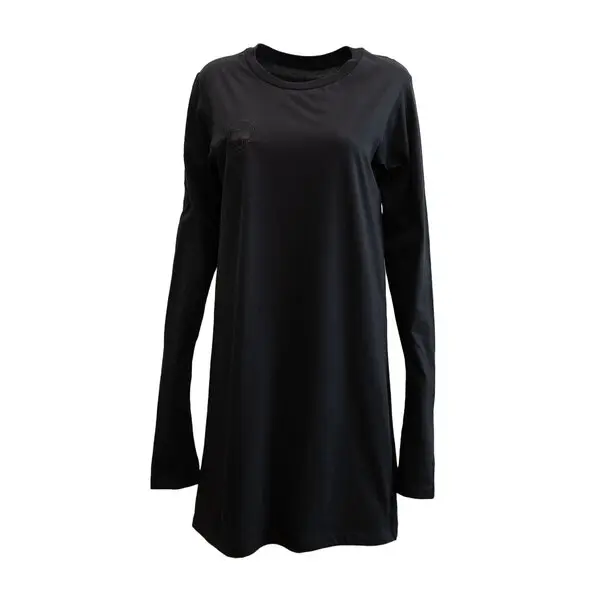GALLERIADELE The Long-sleeve Skull T-shirt Dress - Black