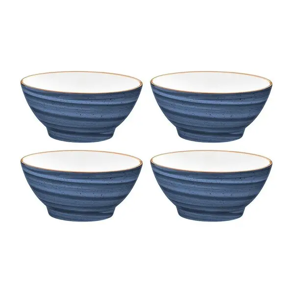 Turgla Home Dusk Round Porcelain Breakfast Bowl Set Of Four - Blue