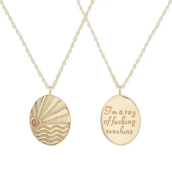 Kris Nations Ray Of Sunshine Charm Necklace Vermeil - Gold