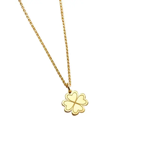 POSH TOTTY DESIGNS Yellow Plated Four Leaf Clover Charm Necklace - Gold