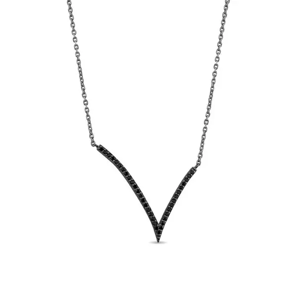 SALLY SKOUFIS Shine Necklace With Made Cz Diamond Stimulant In Sterling Silver & Premium Rhodium - Black