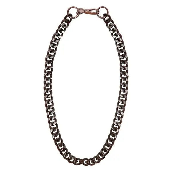 SYLVIA PIECHULLA Chunky Aluminium Chain Necklace Opera Length Cleopatra - Black