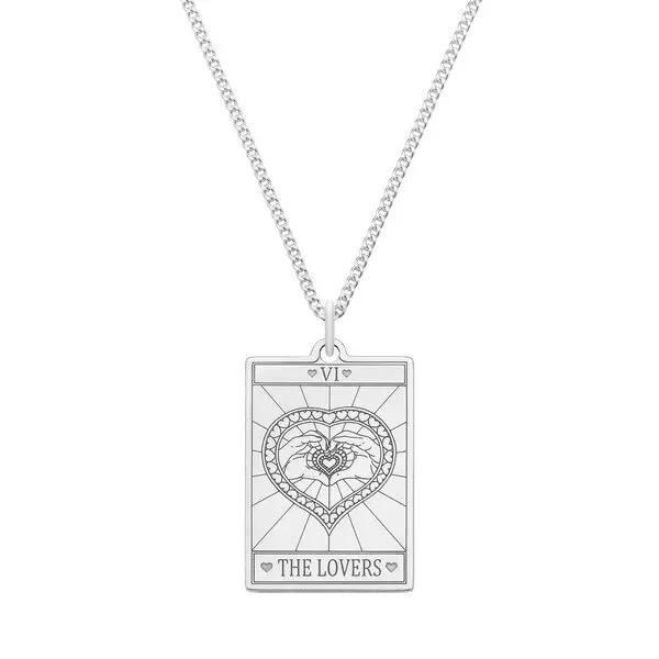 CARTERGORE Small Sterling “the Lovers” Tarot Card Necklace - Silver