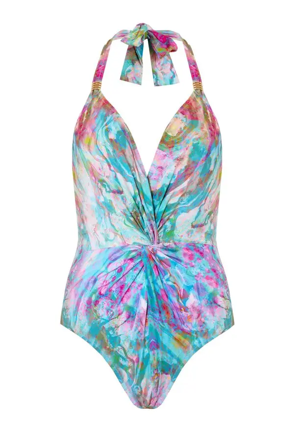 SOPHIA ALEXIA Liquid Rainbow Tahiti Twist Swimsuit - Yellow