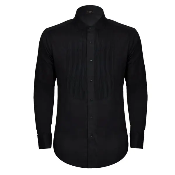 DAVID WEJ Ashton Collar Double Cuff Dress Shirt - Black