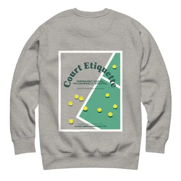 ANCHOR & CREW Heather Court Etiquette Tennis Club League Organic Cotton Sweatshirt - Grey