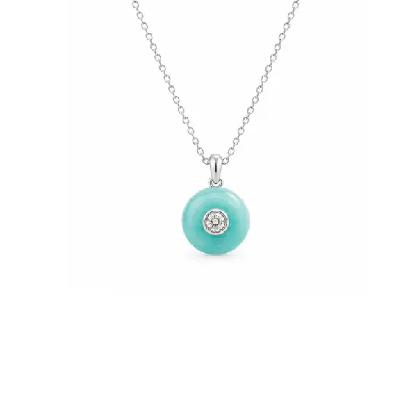 LILY FLO JEWELLERY Turquoise Jade And Diamond Pendant Necklace - Blue