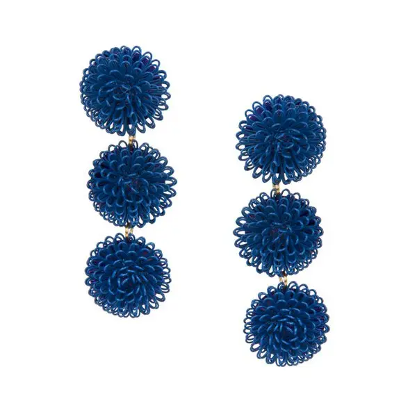 Pat’s Jewelry Pompom Earrings - Blue