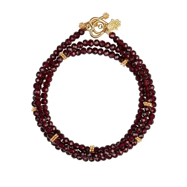 KARMA AND LUCK Garnet Stone Heart Charm Wrap Bracelet – Love & Energy Gemstone Jewelry – Spirit Of Love - Red