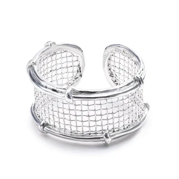 GERMAN KABIRSKI Netta Minimalist And Titanium Mesh Open Band Ring - Silver