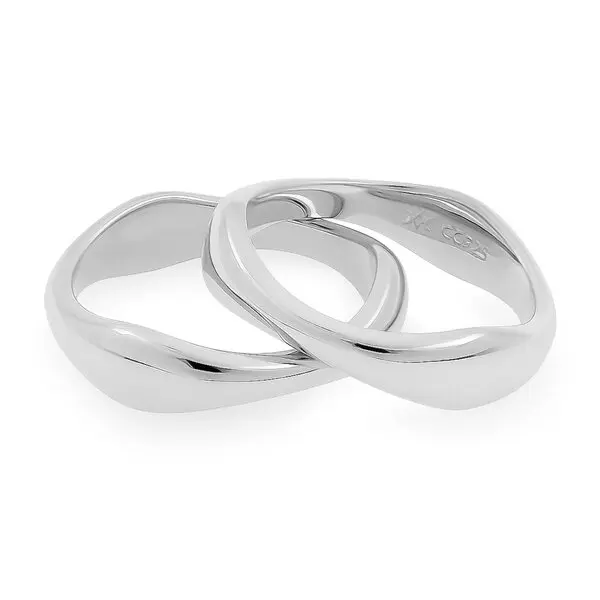 Côté Caché Symmetry Stackable Wave Ring Set - Silver
