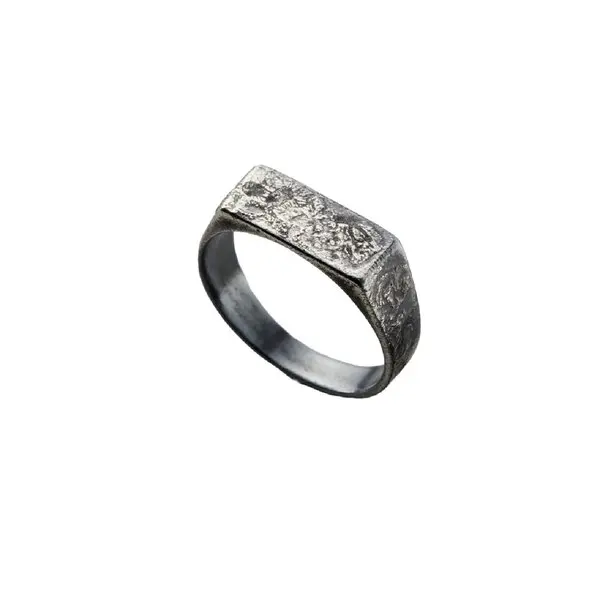 POSH TOTTY DESIGNS Molten Oxidised Sterling Signet Ring - Silver