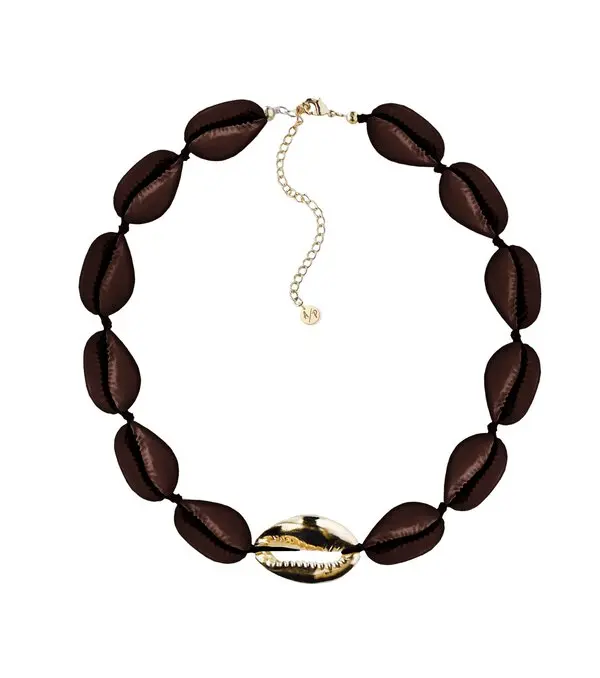 ADRIANA PAPPAS DESIGNS Metal Shell Accent Choker Shiny Gold Plated - Brown