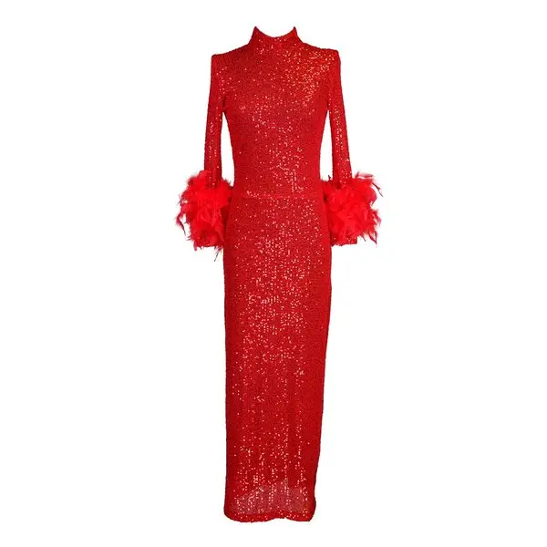 JENNAFER GRACE Catroux Dress In Ruby Sequin - Red