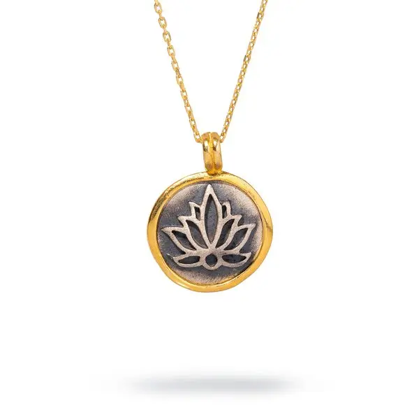 EBRU JEWELRY Gold / Silver Purity Lotus Flower Sterling Silver & Gold Chain Necklace Silver - Gold/silver