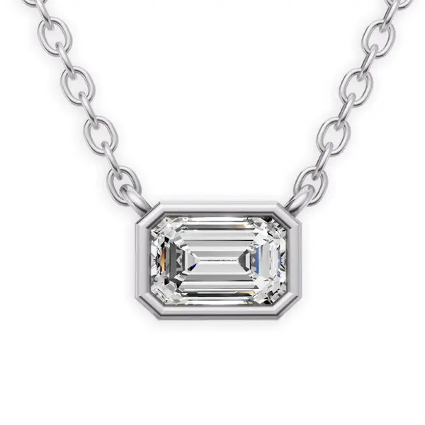 SEREIA OFFICIAL 14k Gold 0.25 Ct Lab-grown Emerald Cut Bezel Pendant White Gold - Silver