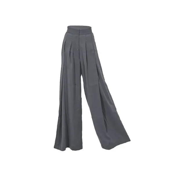 CEVA CU DICHIS High Waist Trousers In Vegan Silk - Grey