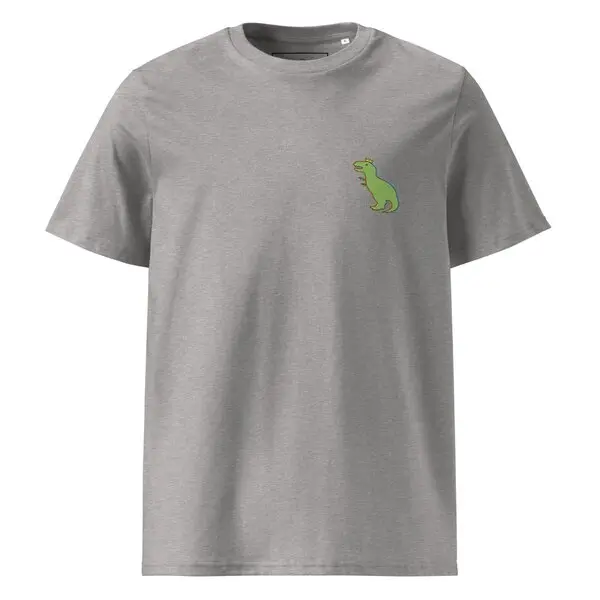 ANCHOR & CREW Heather T-rex Snap Dancin' In The Wild Organic Cotton Embroidered T-shirt - Grey
