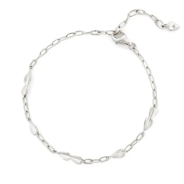 DINNY HALL Silver / White Folded Heart Silver Dainty Chain Bracelet - Silver/white