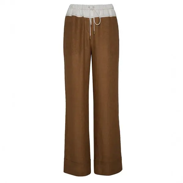 THE SUMMER EDIT Tia Luxe Linen Trouser Cognac - Brown