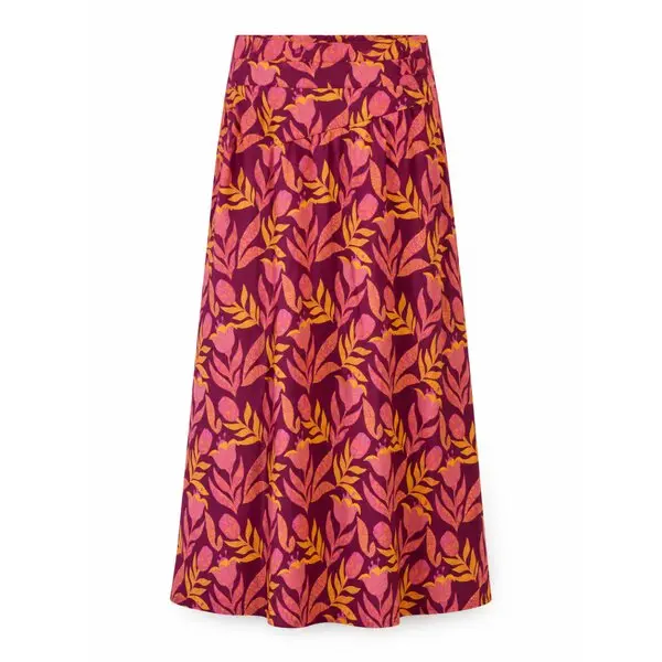 Mind Traveler Beth Burgundy Floral Skirt - Red