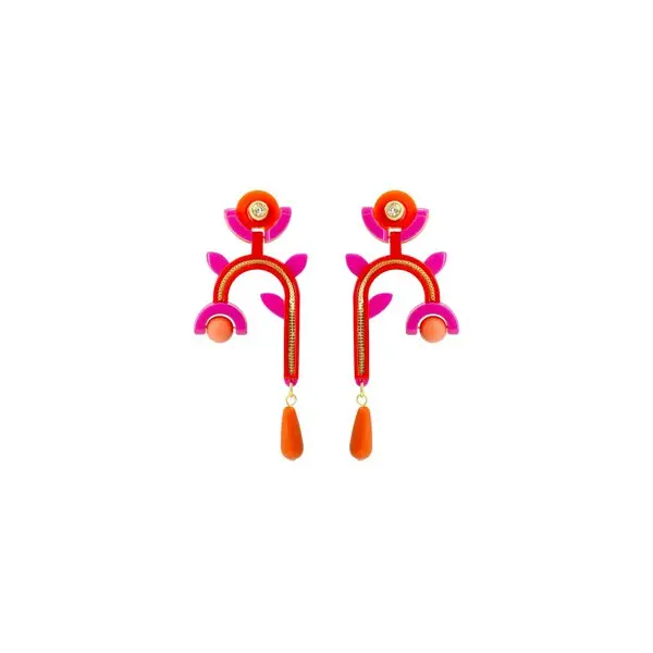 GISSA BICALHO Handmade Acrylic Earring Casca Danta - Red