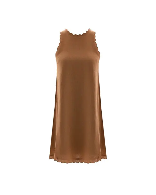 MONLICIA Calia Mini Linen Dress - Brown