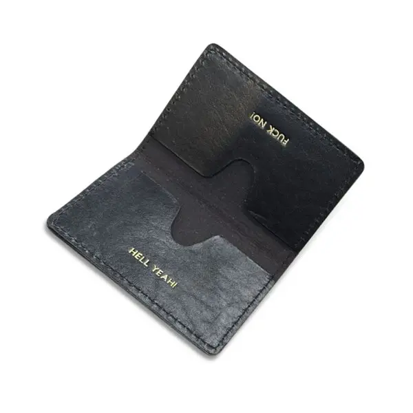 VIDA VIDA Leather Card Holder Hell Yeah! Fuck No - Black