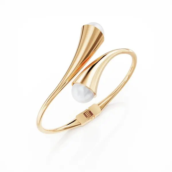 LINDA FIORE Bella Vermeil Bangle With Freshwater Pearls - Gold