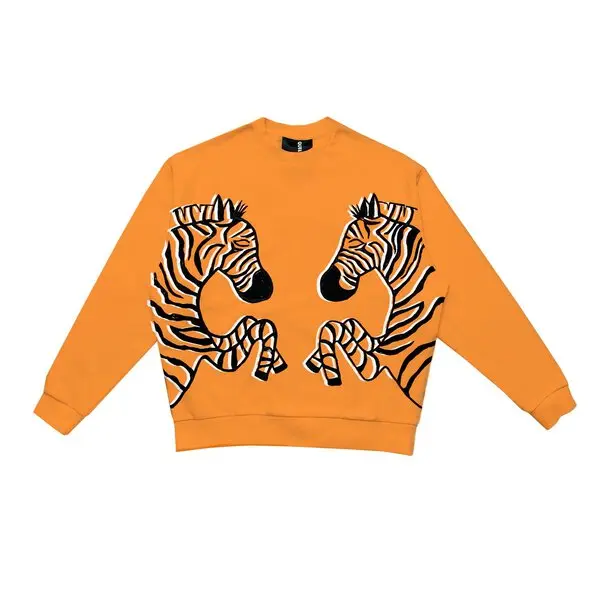 QUILLATTIRE White / Black / Orange Orange Zebra Sweatshirt - White/black/orange
