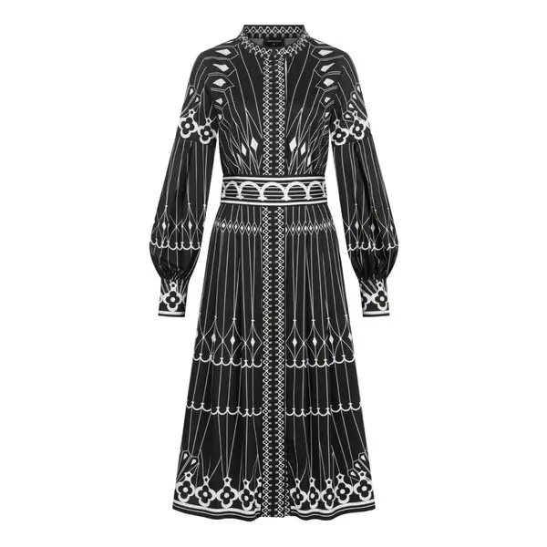 MARIANNA DÉRI Black / White Art Deco Shirt Dress Black And White - Black/white