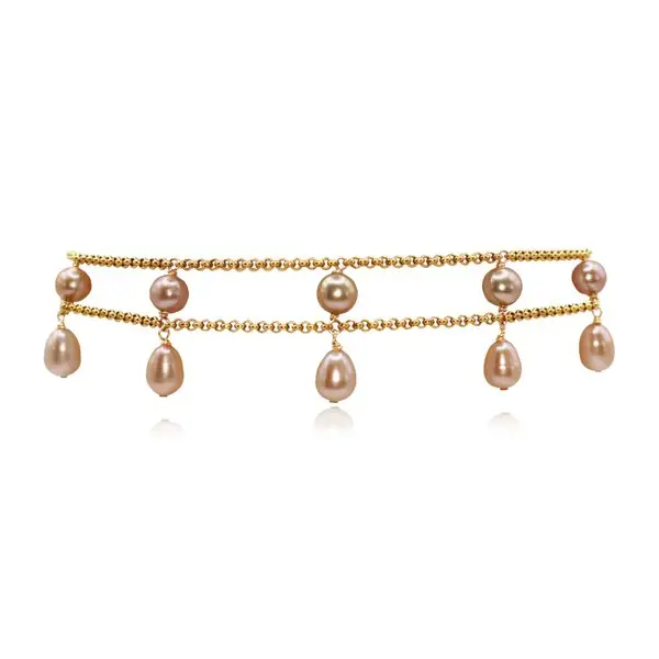 MARQUISE SWIM Gold / Pink Necklace Duchess Choker Salmon Pink Pearl - Gold/pink