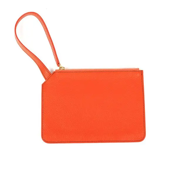 SJW BAGS LONDON Marissa Leather Clutch/wristlet- Burnt - Orange