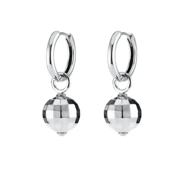 SCREAM PRETTY Disco Ball Charm Hoop Earrings - Silver