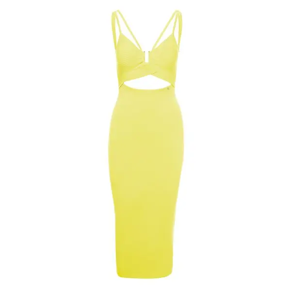 NISSA Knitted Midi Dress - Yellow